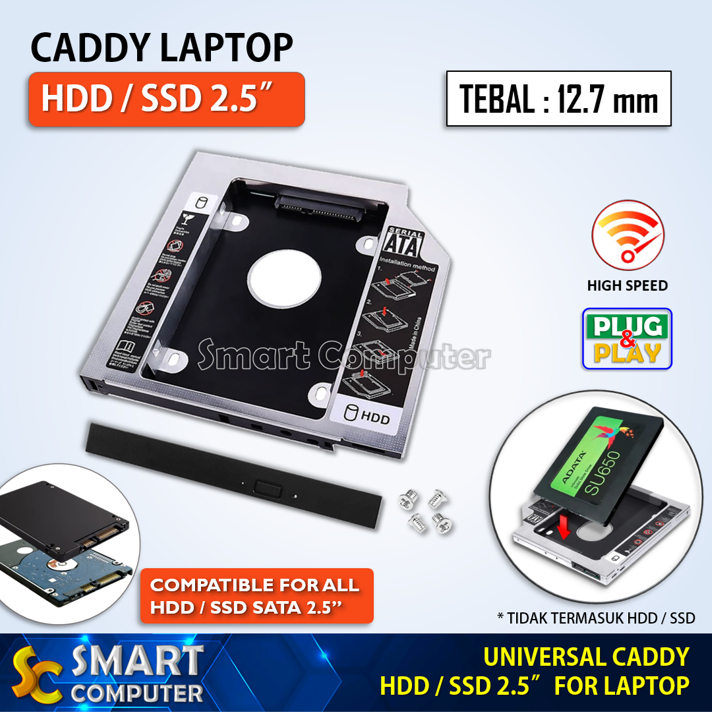 Jual HDD / SSD Caddy TEBAL 12.7 mm Caddy Hardisk Sata Slot CD ROM Laptop | Shopee Indonesia