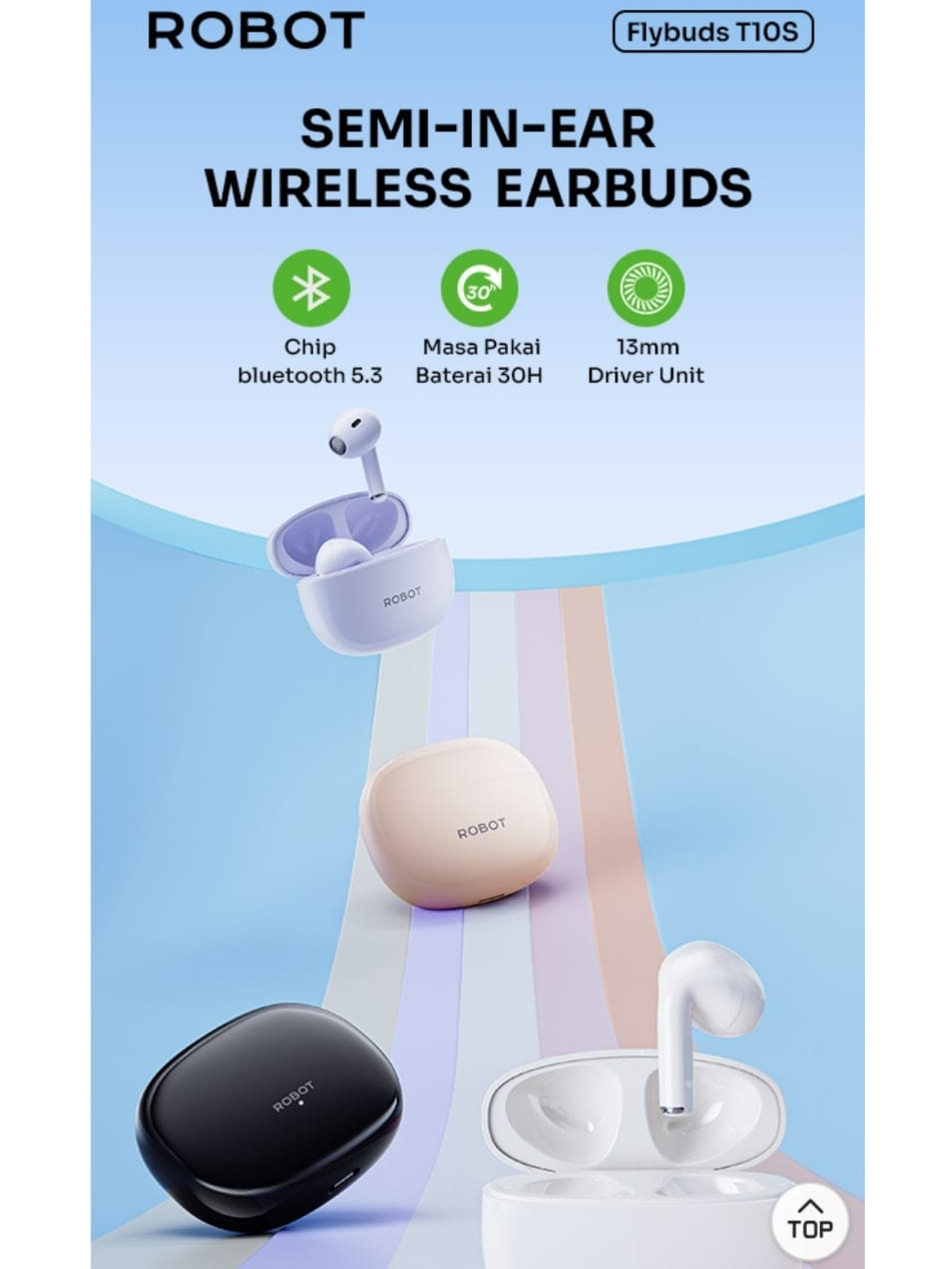 Jual ROBOT Airbuds T60 TWS Headset Wireless Bluetooth 5.3 Earphone Half ...