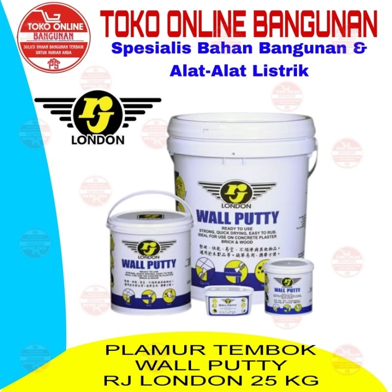 Jual PLAMIR TEMBOK/WALL PUTTY RJ LONDON 25 KG/PLAMUR TEMBOK WARNA PUTIH ...