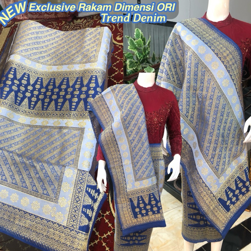 Jual NEW EXCLUSIVE Songket rakam Dimensi ORI / Trend Biru Denim /songket tenun asli palembang ...