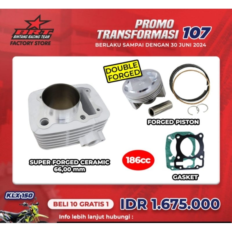 Jual BORE UP KLX 150 ( BLOK CERAMIC + PISTON 63 / 66 / 68 ) BRT | Shopee Indonesia