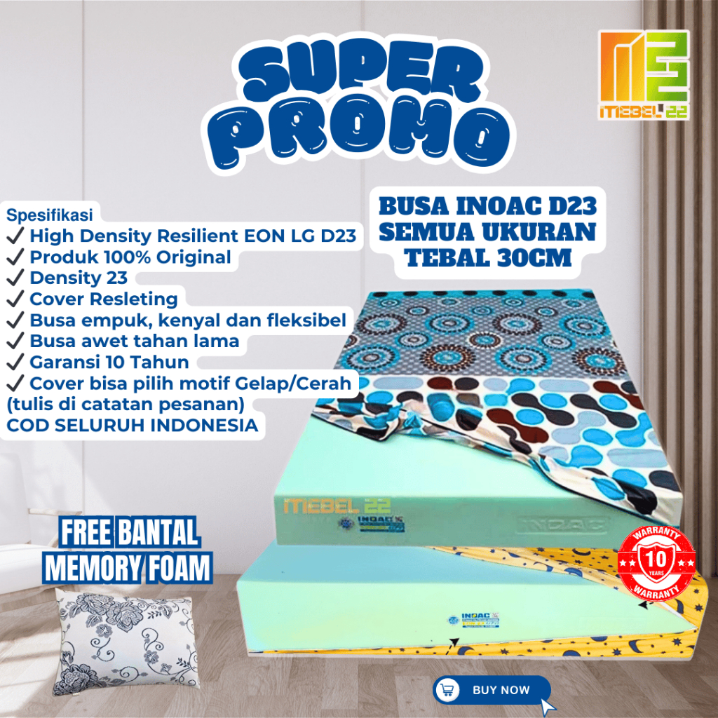 Jual Kasur Busa Inoac EON Density 23 Official Original Tebal 30Cm ...
