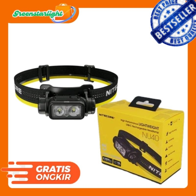 Jual Senter Kepala NITECORE NU40 Ori Headlamp Led Dual Light IP68 2600mAh 1000lm | Shopee Indonesia
