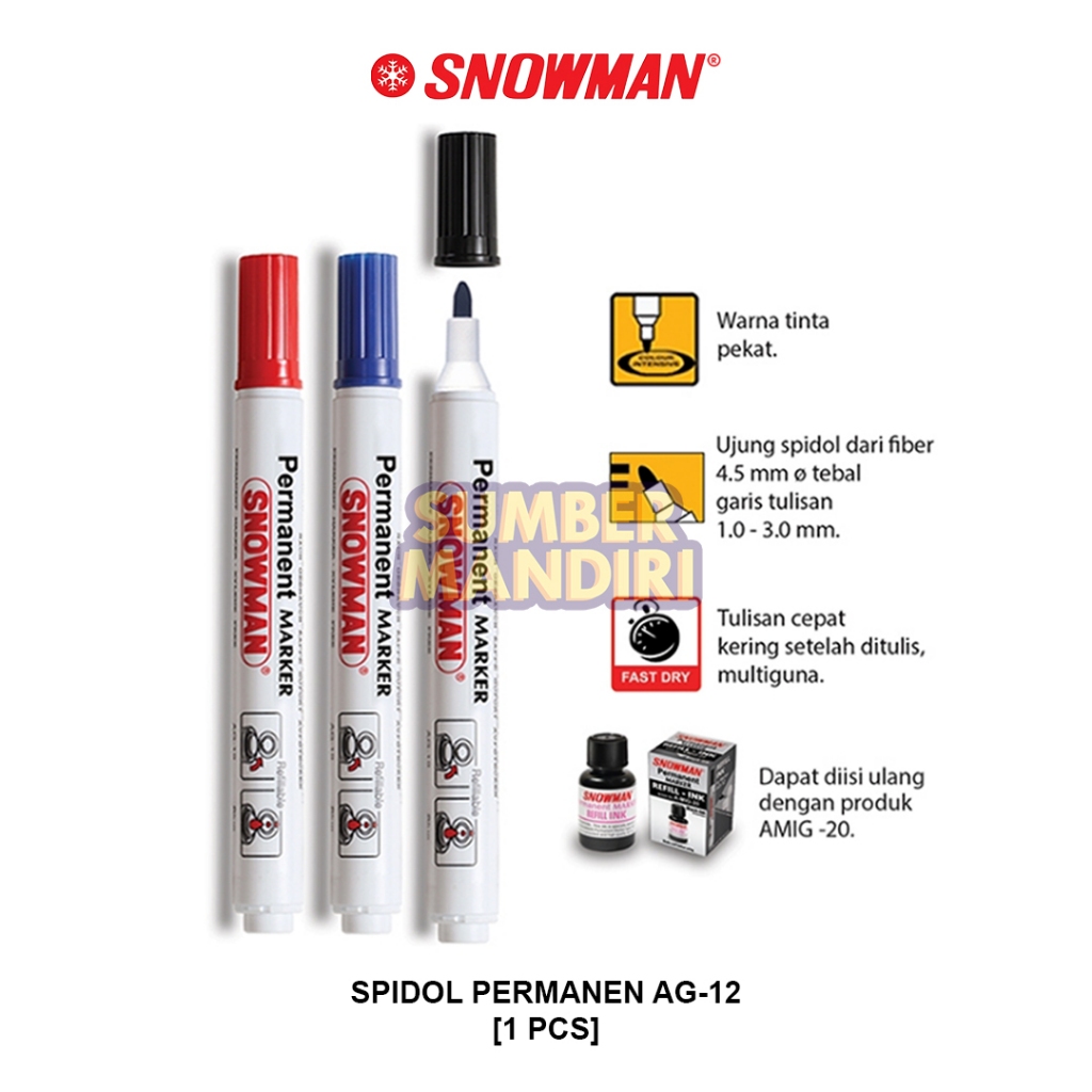 Jual Spidol Permanen SNOWMAN AG-12 Permanent Marker [1 PCS] | Shopee ...