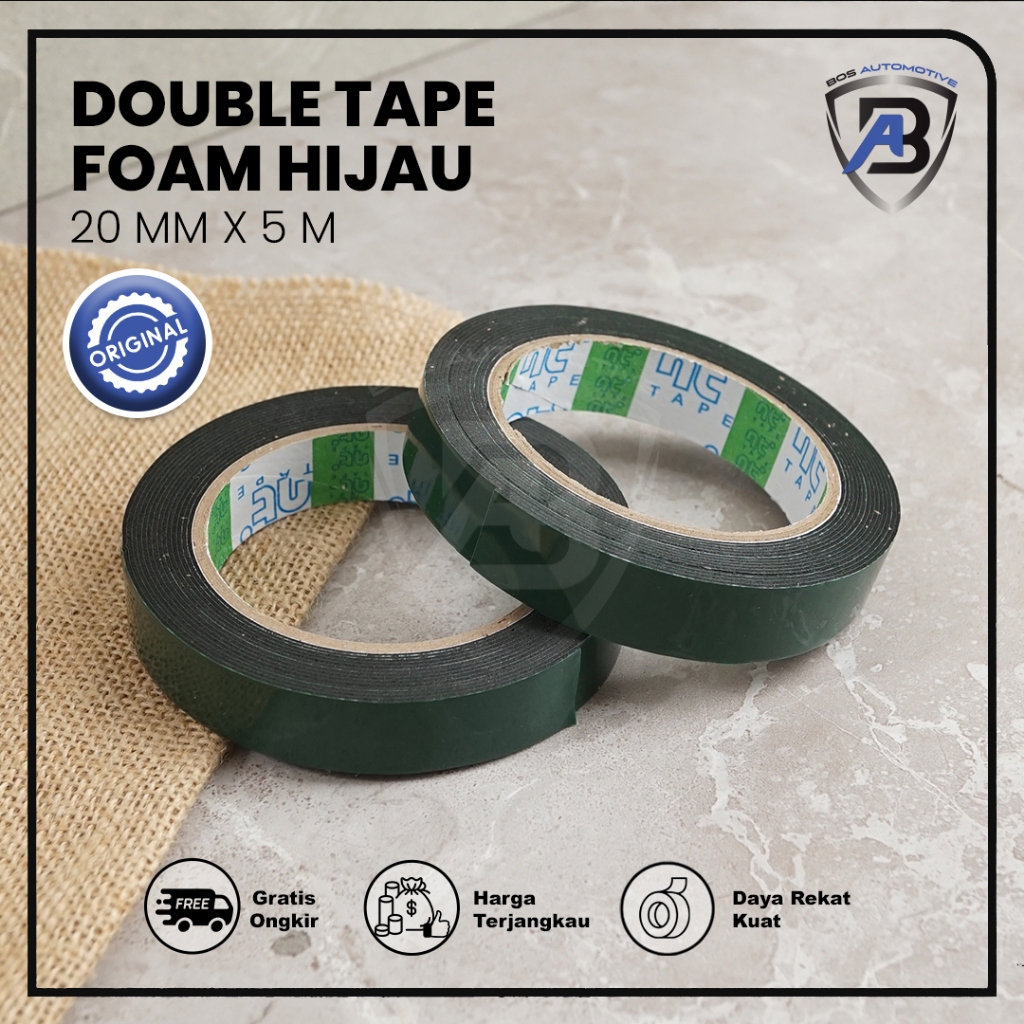 Jual DOUBLE TAPE FOAM HIJAU 2OMM X 5M DOUBLE TAPE BUSA BOLAK BALIK HIJAU | Shopee Indonesia