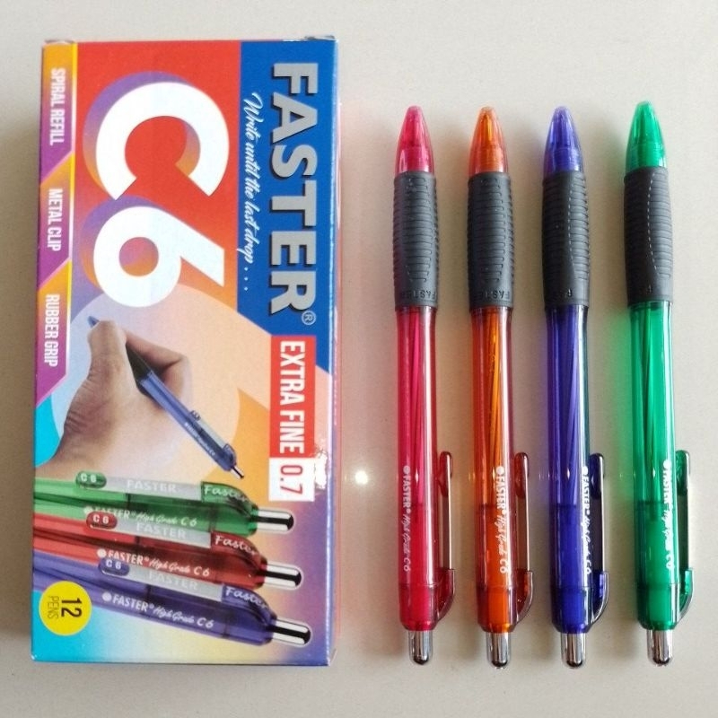 Jual Pulpen Ballpoint Faster C6 Extra Fine 0.7mm ( 12 Pcs ) [ Original ...