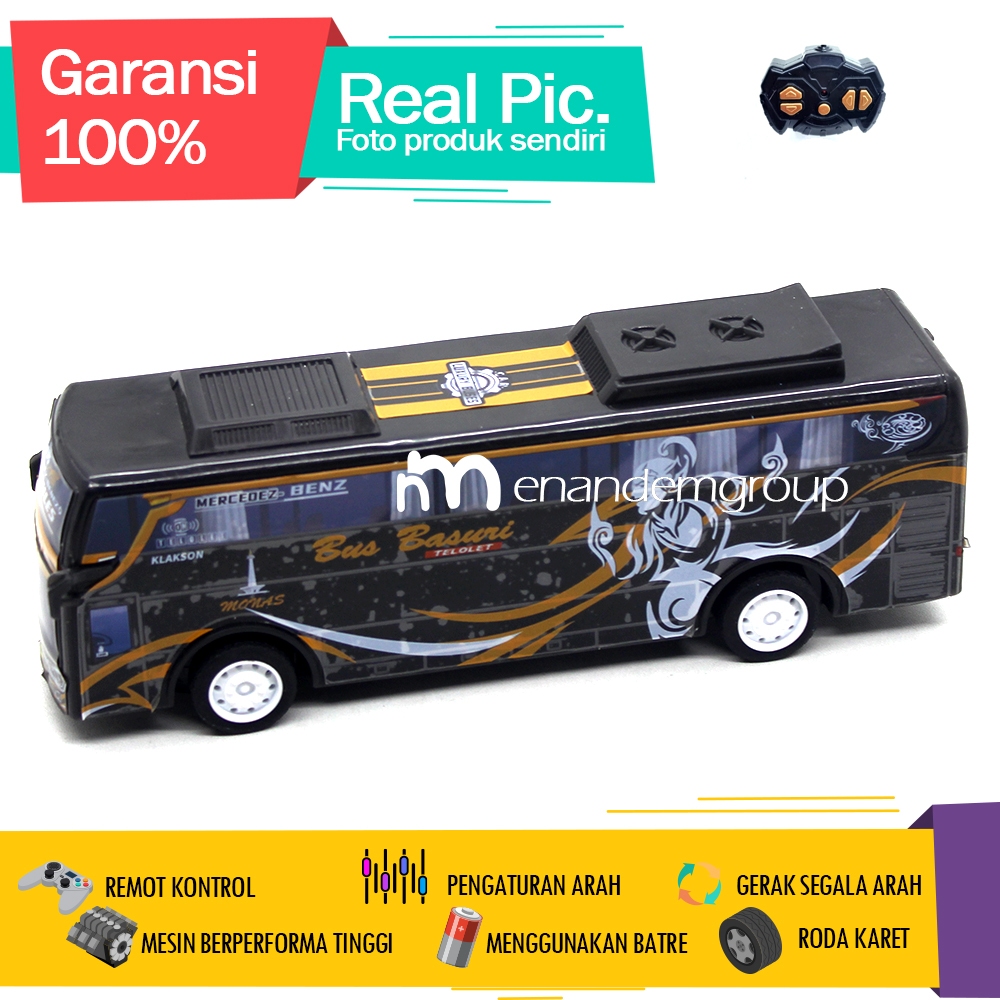 Jual Mainan Mobil Remot Kontrol RC Bus Basuri Suara Klakson Telolet LED ...