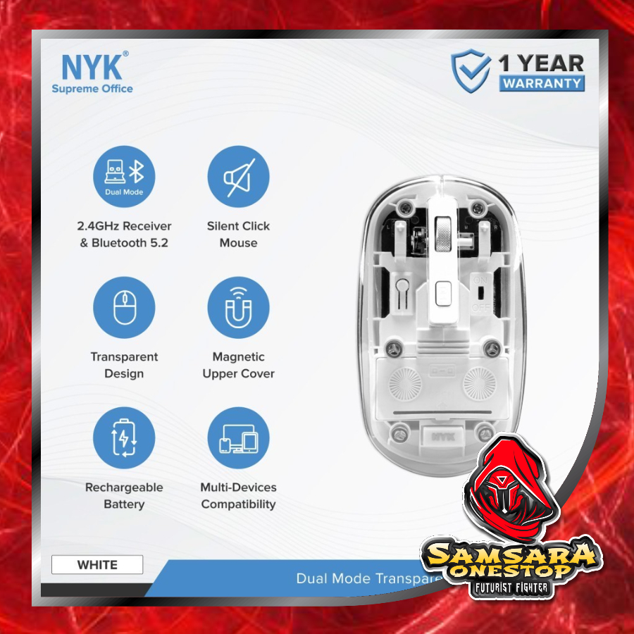 Jual Mouse NYK C65 Silent Click Dual Mode Bluetooth Wireless ...