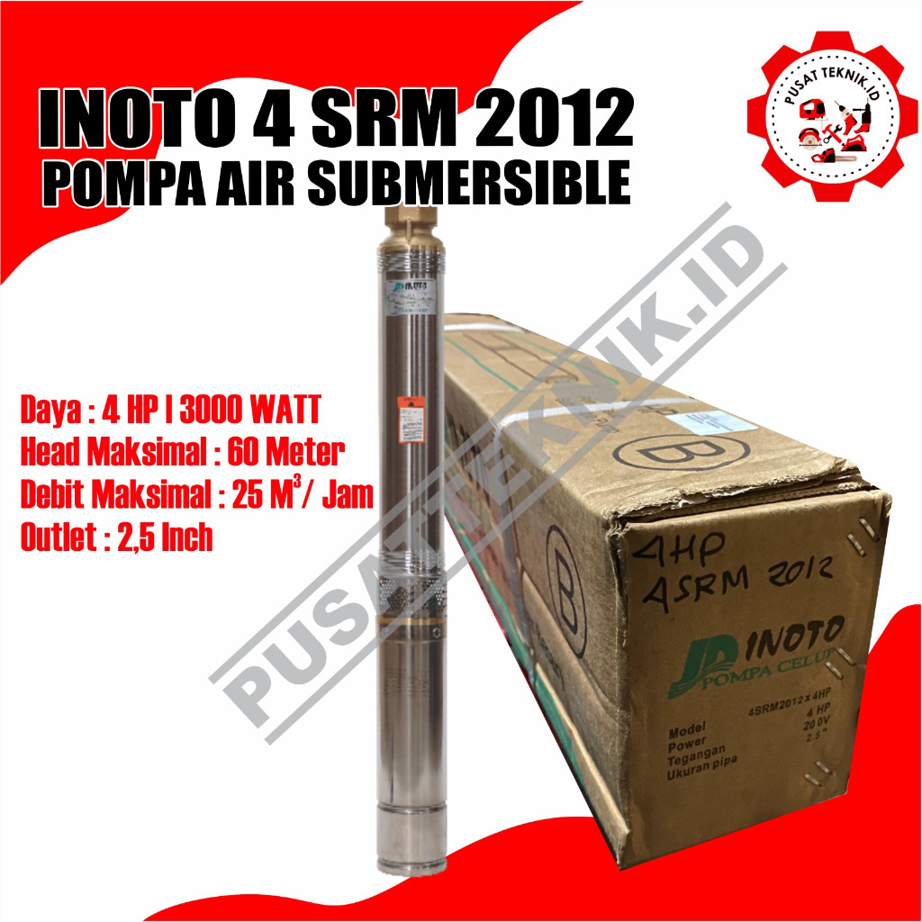 Jual INOTO 4SRM2012 4 HP output 2.5 INCH POMPA AIR SUBMERSIBLE 4SRM ...