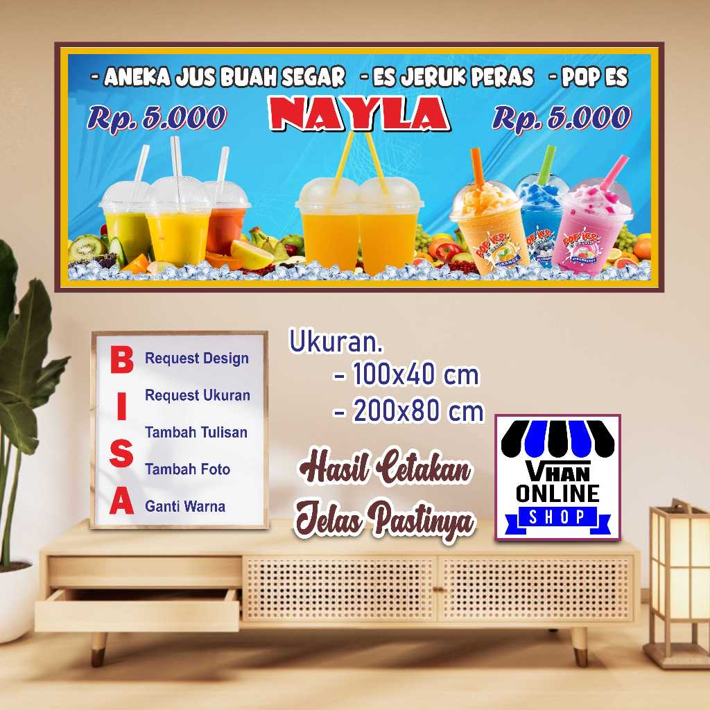 Jual Cetak Banner Spanduk Jus Buah, Es jeruk dan Pop Ice | Shopee Indonesia