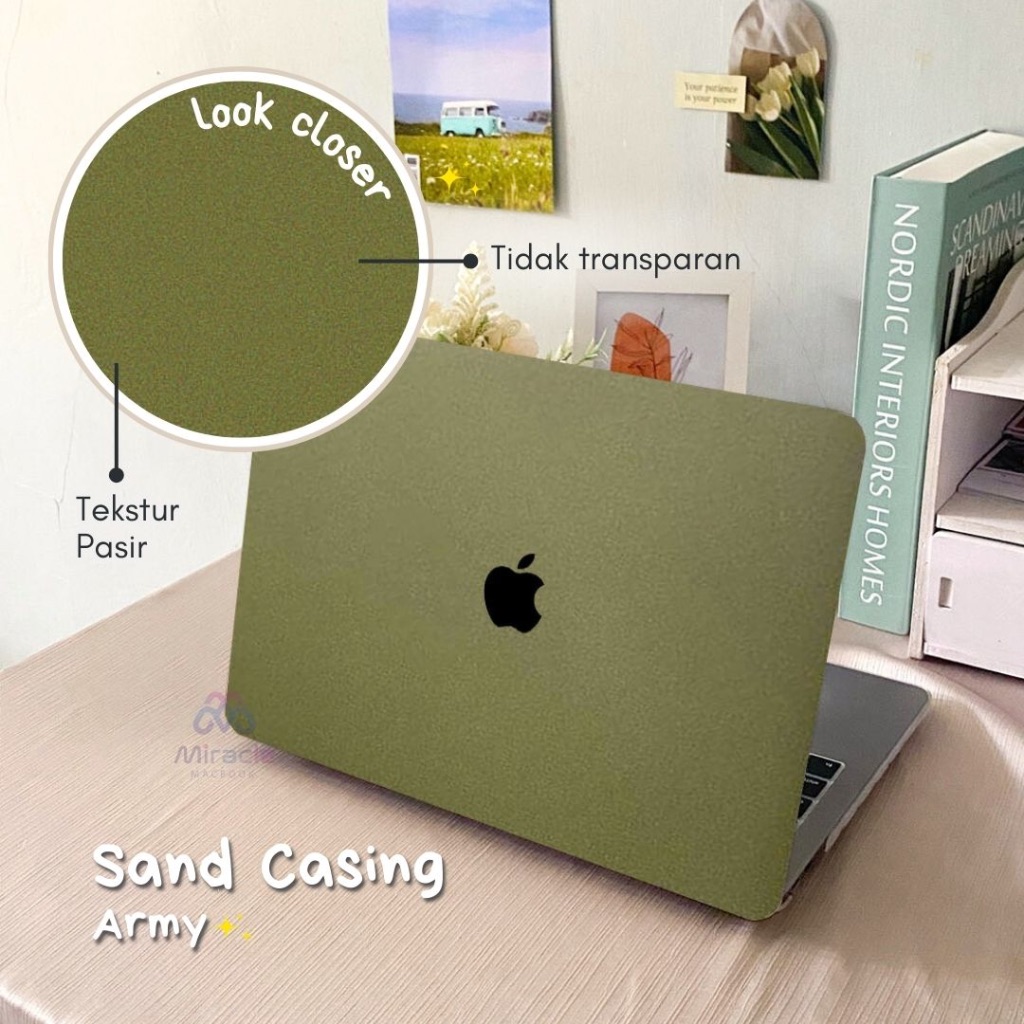 Jual Case Macbook Air M2 M3 M1 M4 13inch Sand Army Green Matte Logo Cut ...