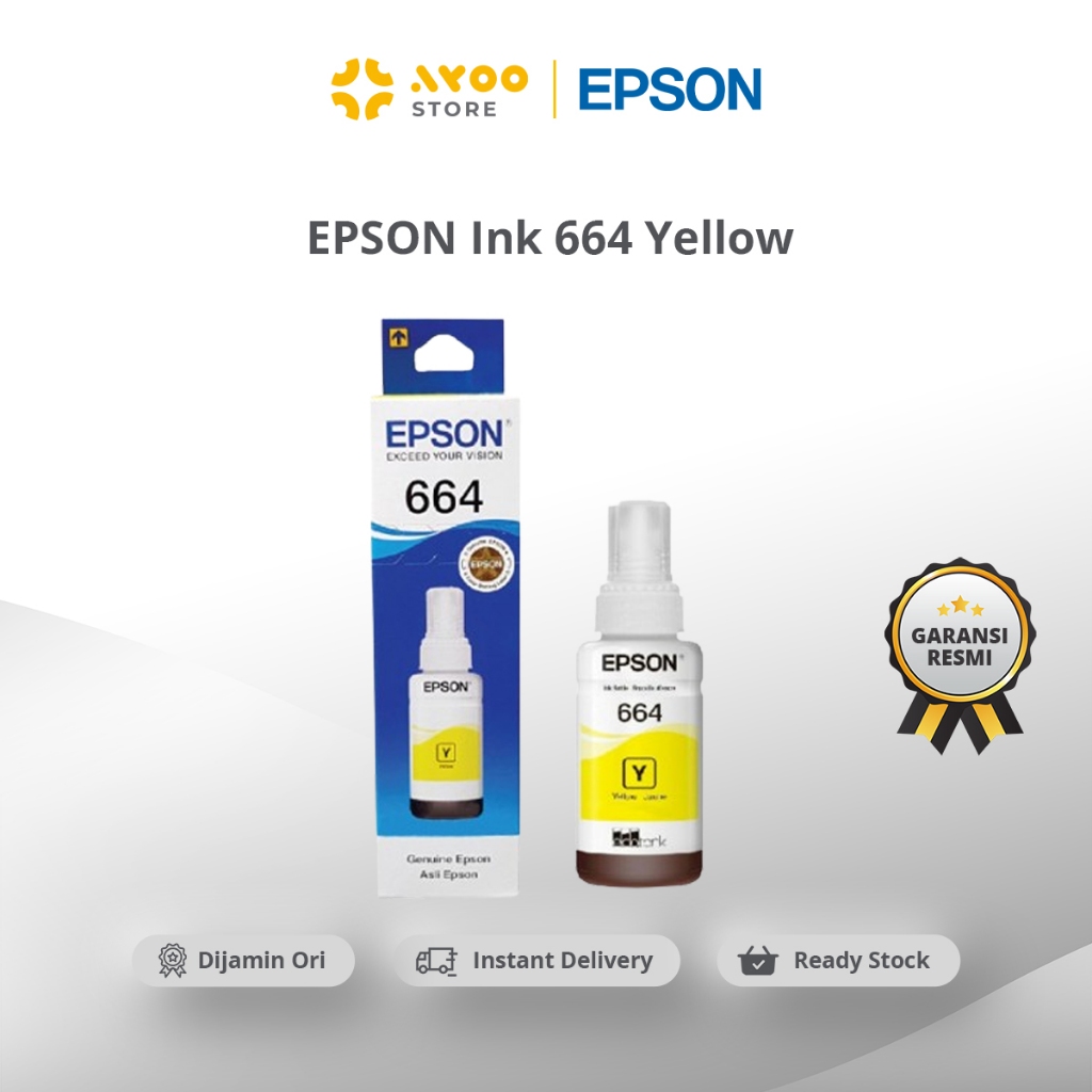 Jual EPSON Tinta 664 Yellow Original | Shopee Indonesia