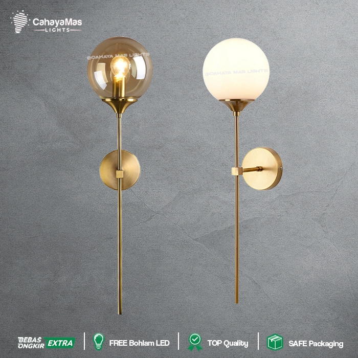 Jual Lampu Hias Dinding Indoor Bulat Kaca / Bola Kaca Bening Minimalis ...