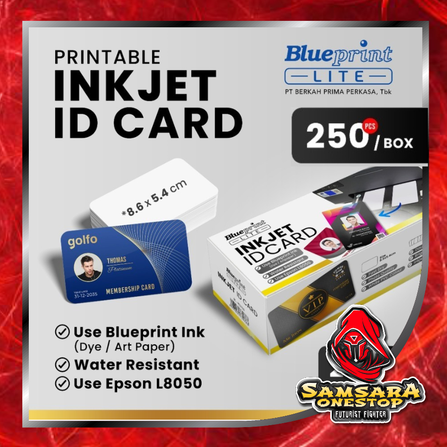 Jual Kartu Printable inkjet id card blueprint 8.6x5.4 760 mic u Epson ...