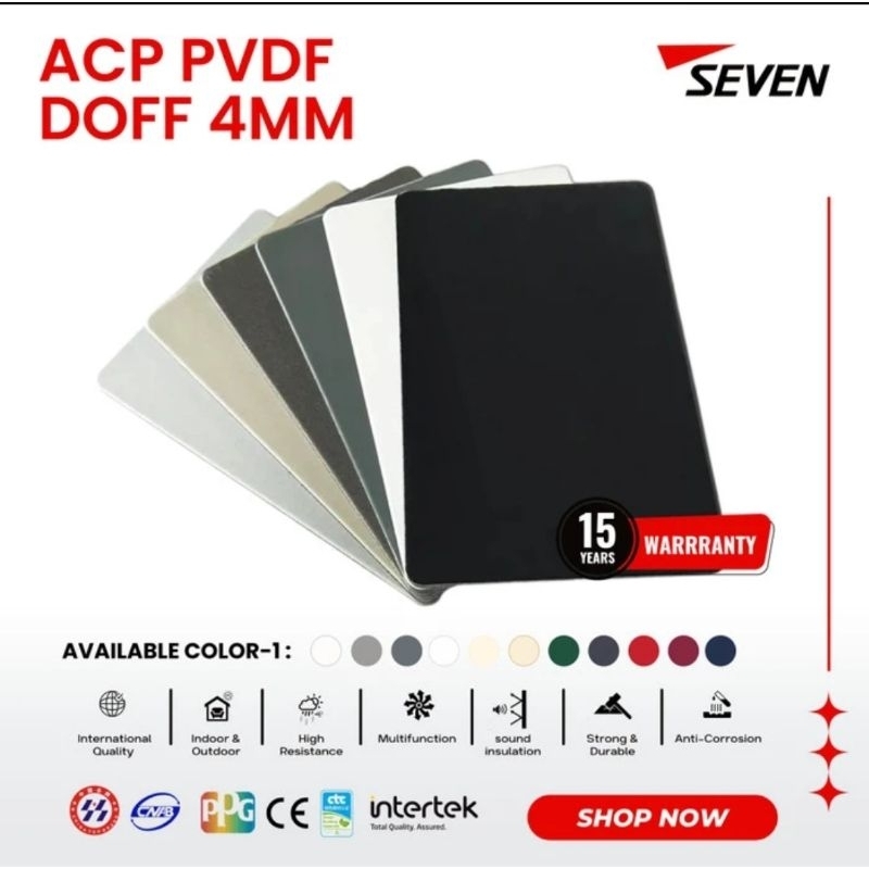 Jual SEVEN ACP PVDF 4mm DOFF Alloy 1100 0,3 mm | Shopee Indonesia
