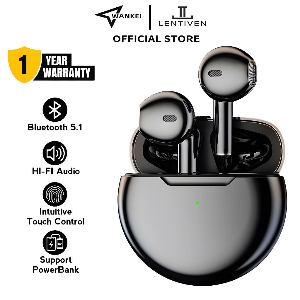 Jual WANKEI LENTIVEN Earphone Headset Bluetooth Tahan Air Touch HiFi ...