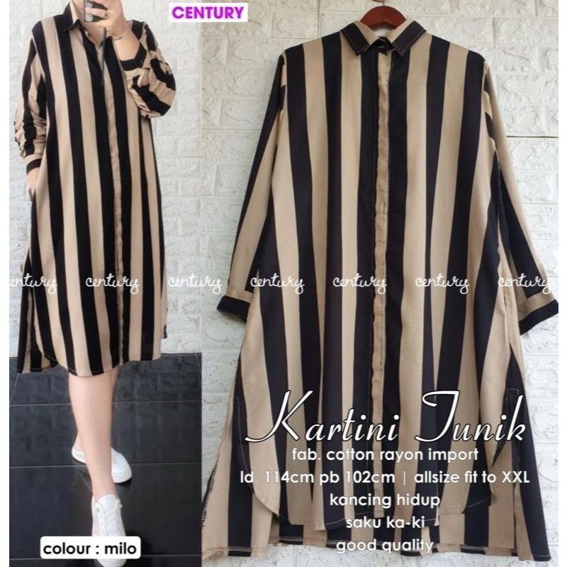 Jual Tunik Jumbo Motif Salur Lengan Panjang Bahan Rayon Premium | Shopee Indonesia