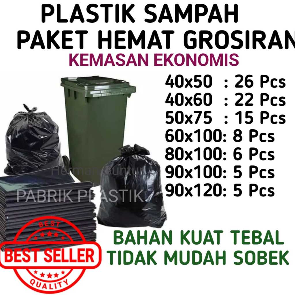 Jual Plastik Sampah | Kantong Plastik Sampah Hitam | Plastik Packing Hitam Besar /1 PACK Uk | 40 ...