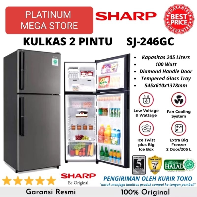 Jual SHARP SJ 246GC KULKAS SHARP 2 PINTU 205 LITER | Shopee Indonesia