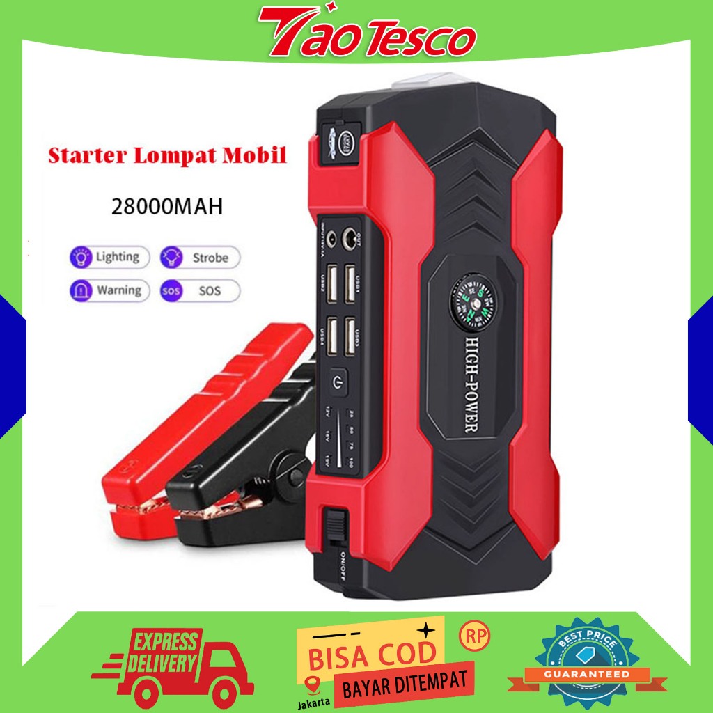 Jual Dari Power Bank Jumper Aki Mobil Starter 28000mAh 12V 4 Port USB ...