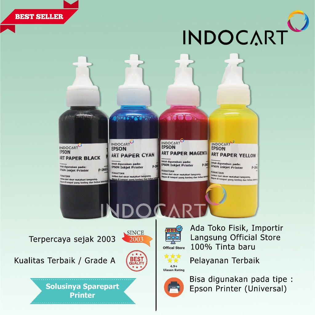 Jual IndoCart Tinta Refill Premium Printer Epson-Art Paper Ink-100ml ...