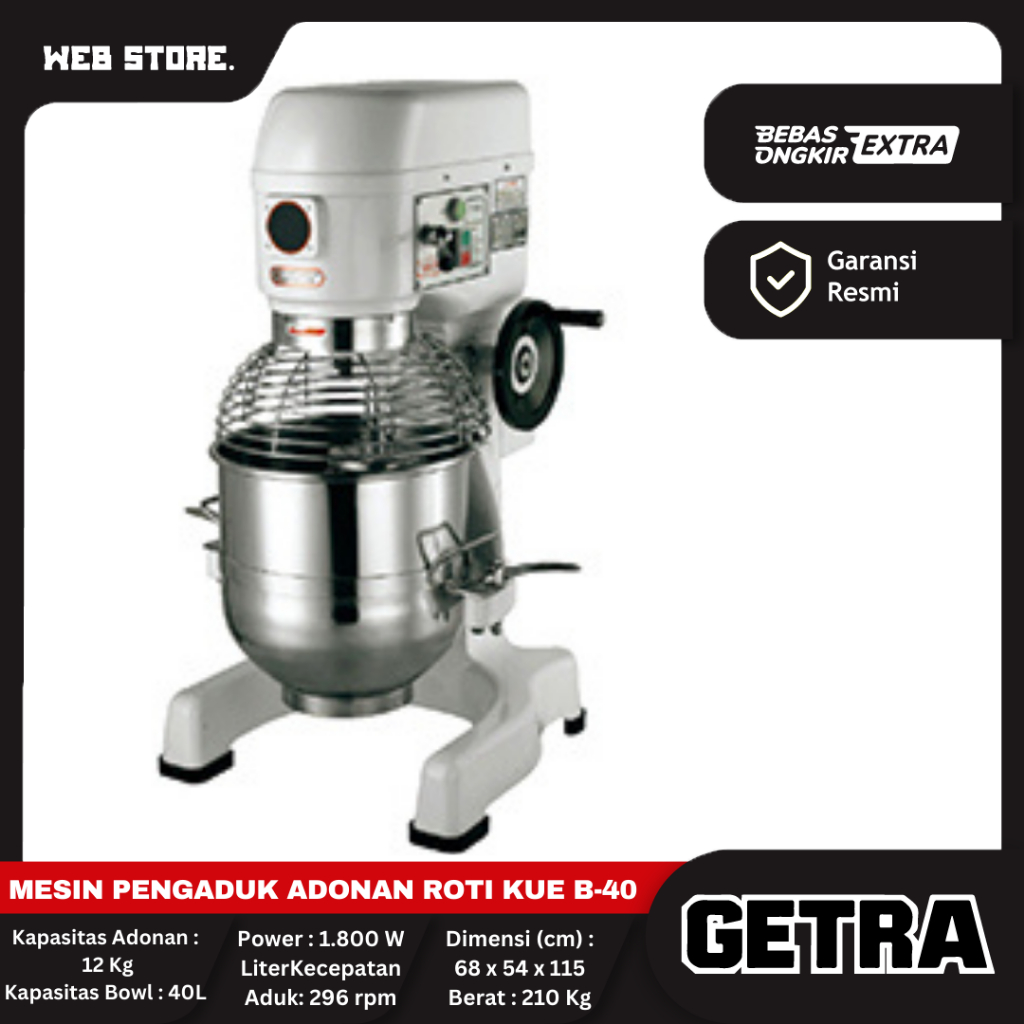 Jual Planetary Dough Mixer 40 L Mesin Pengaduk adonan Roti Kue B-40 ...