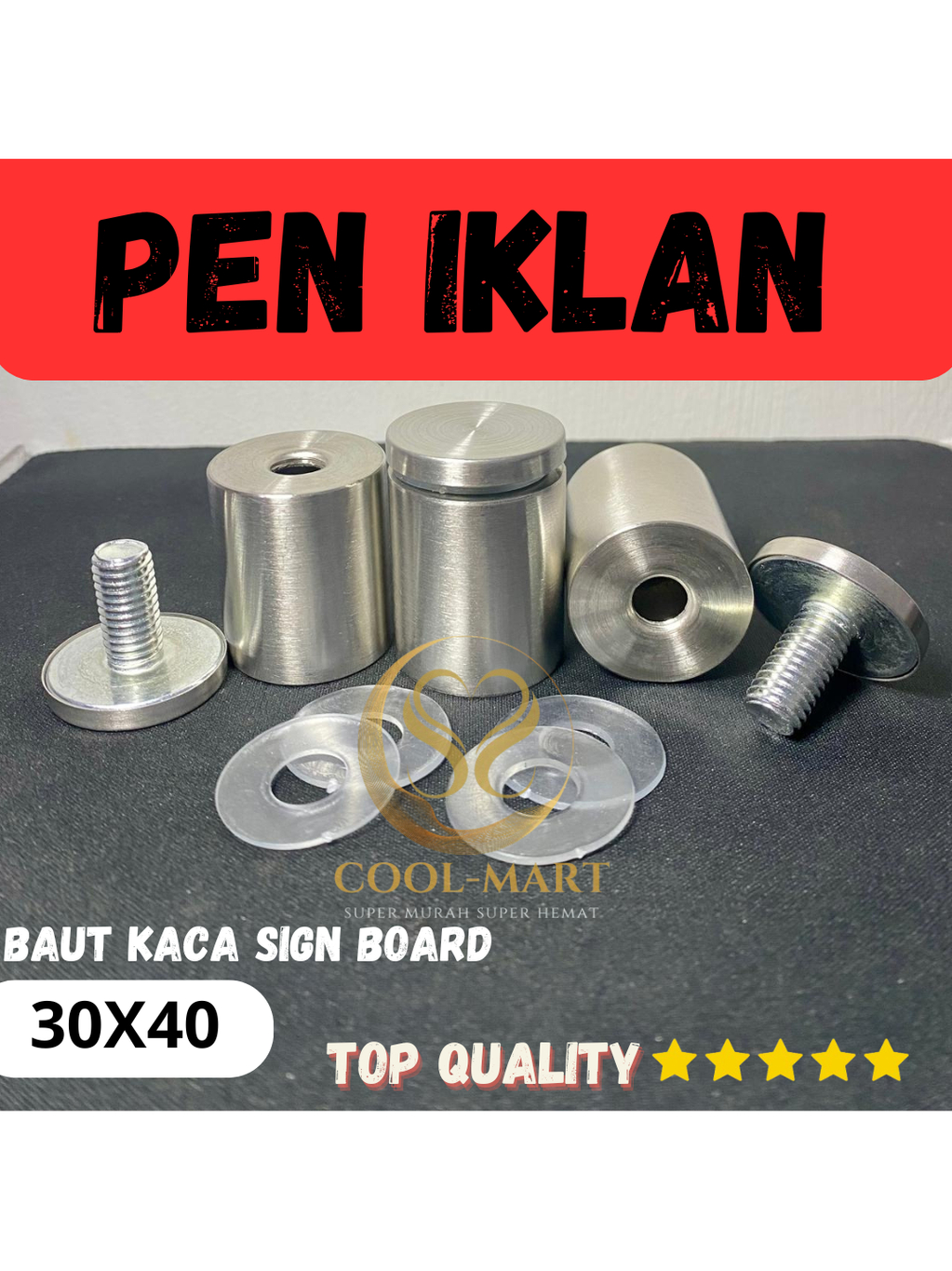 Jual PEN IKLAN 30x40 Stainless / Baut Akrilik Baut Kaca Sign Board ...