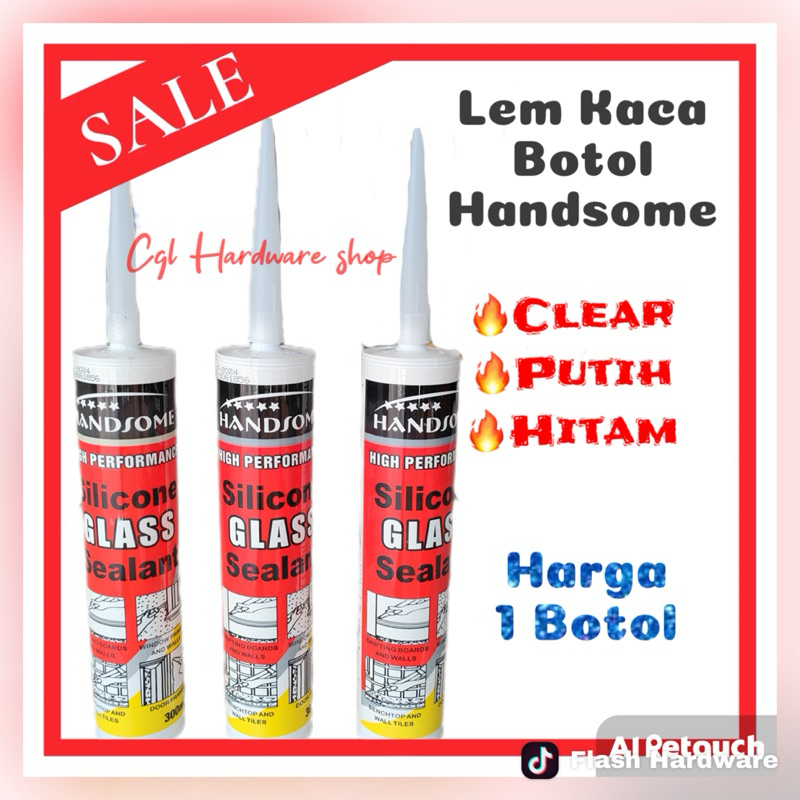 Jual lem kaca silicone lem sealent botol 300ml Handsome dan Speedbond ...