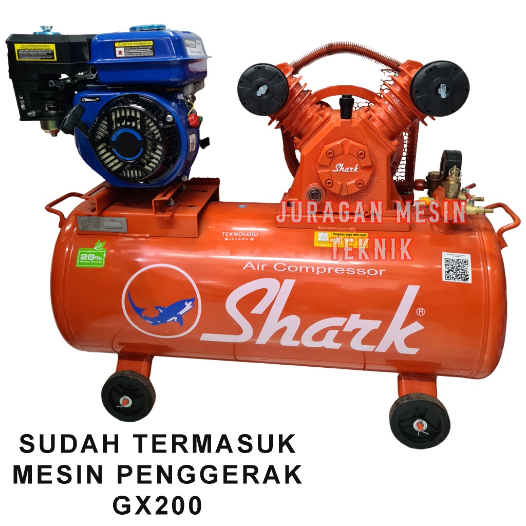 Jual Paket Mesin Kompresor Bensin 1 HP SHARK + Penggerak GX200 | Shopee ...