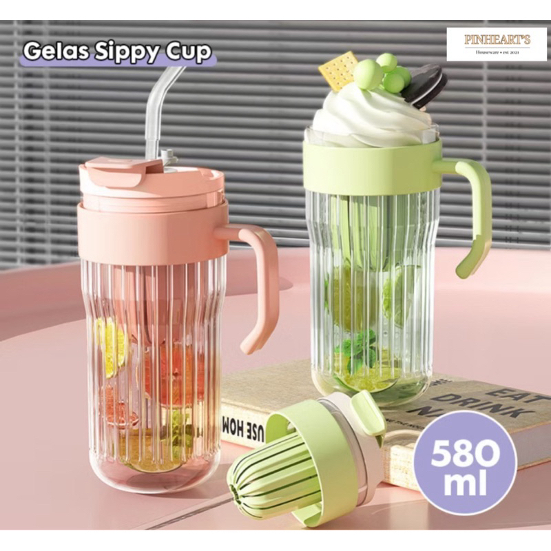 Jual BOTOL MINUM WATER INFUSED 580ML CUP SARINGAN BUAH DENGAN SEDOTAN ...