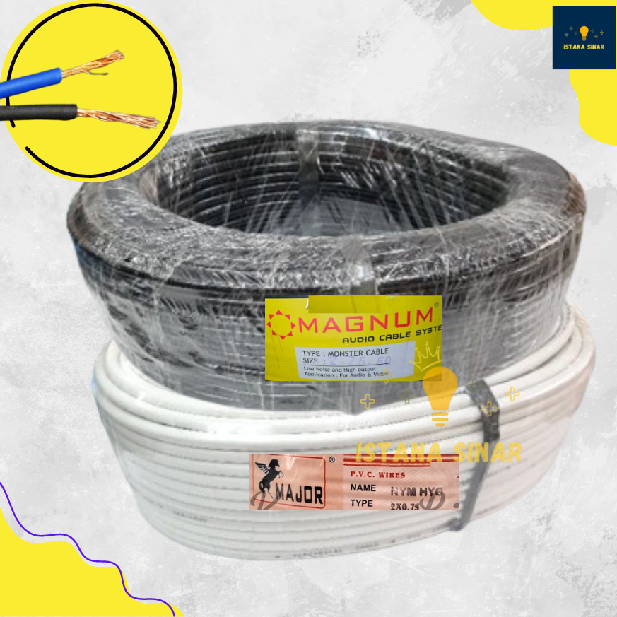 Jual Kabel Serabut 2x0,75 Kabel 1 ROll Rambut 2x0.75 50Y Kabel HY NYMHY ...