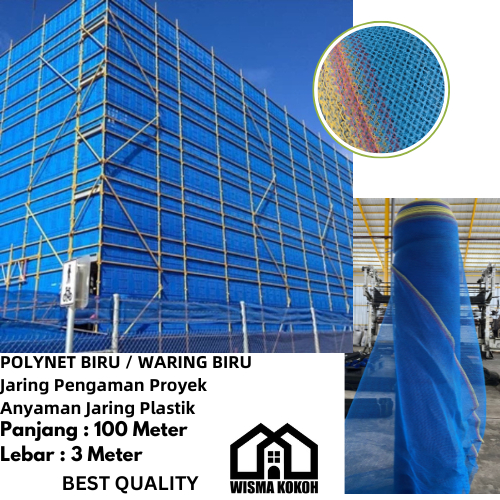 Jual POLYNET / WARING / JARING BIRU PENGAMAN BANGUNAN PROYEK 100M X 3M ...
