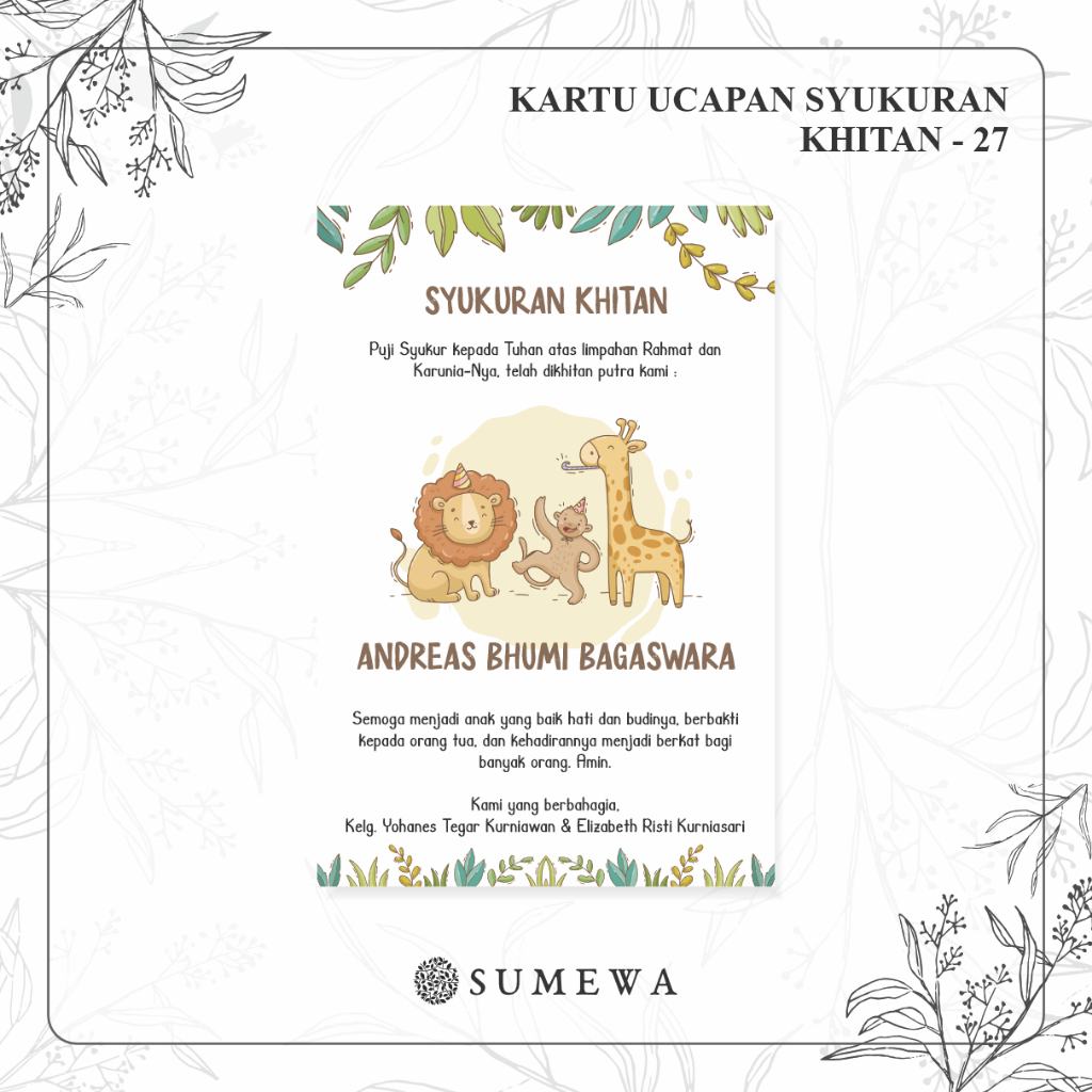 Jual Kartu Ucapan Tasyakuran Khitanan / Kartu Syukuran Khitan / Kartu ...