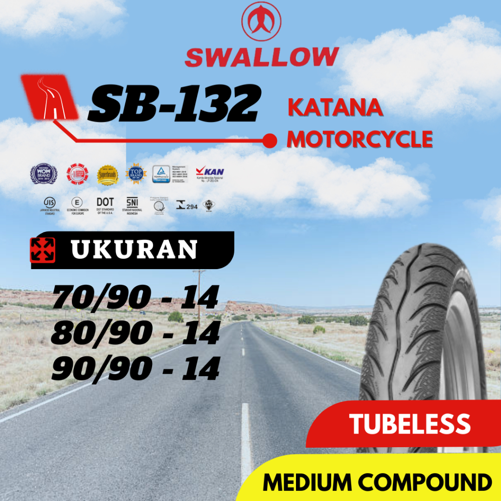 Jual BAN LUAR SEPEDA MOTOR SWALLOW SB-132 KATANA 70/90 80/90 90/90 RING ...