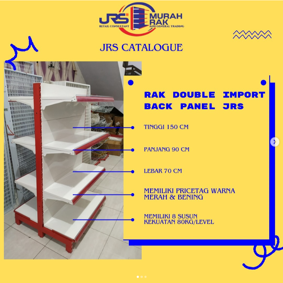 Jual Rak Gondola Double Import Back Panel TINGGI 150 CM Display 8 Susun ...