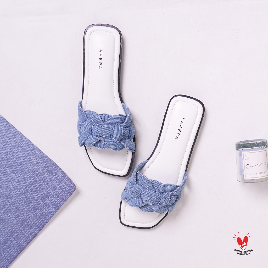 Jual LAPEPA STORE - ANNA Denim Sandal Teplek Wanita | sendal flat cewek ...