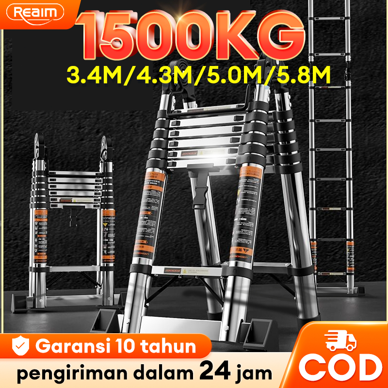 Jual 【COD】Tangga Lipat Aluminium Tangga Teleskopik Portabel Rumah ...