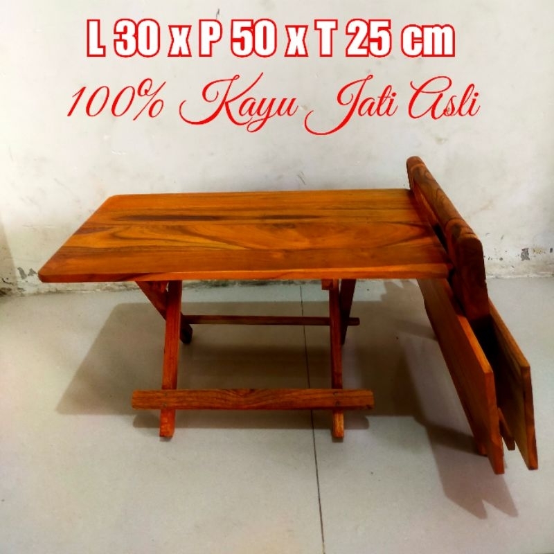 Jual Meja Belajar Lipat 100% Kayu Jati Asli 30 x 50 x 25 cn | Shopee ...