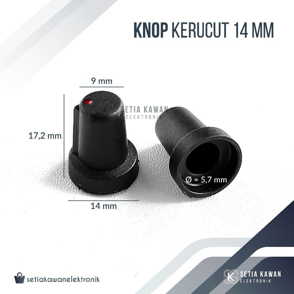 Jual Knop Potensio Kerucut 14 mm Plastik Hitam Titik Merah / Kenop Putar Volume Potentio Ampli ...