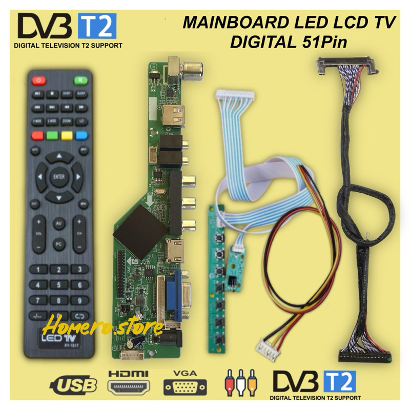 Jual Mainboard DTV Universal LCD LED TV Digital DVBT2 PANEL 51Pin Size ...
