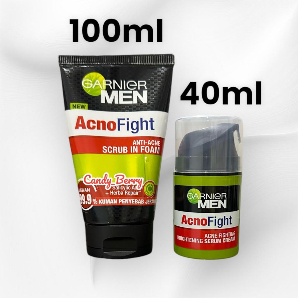Jual PAKET HEMAT PROMO GARNIER MEN Acno Fight Whitening Serum Cream 40ml Scrub in Foam 100ml ...