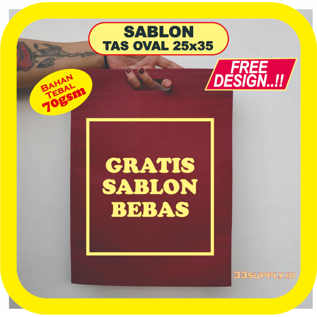 Jual Custom Sablon Tas Spunbond Oval 25x35 Tas Oval 25x35 Sablon Tas ...