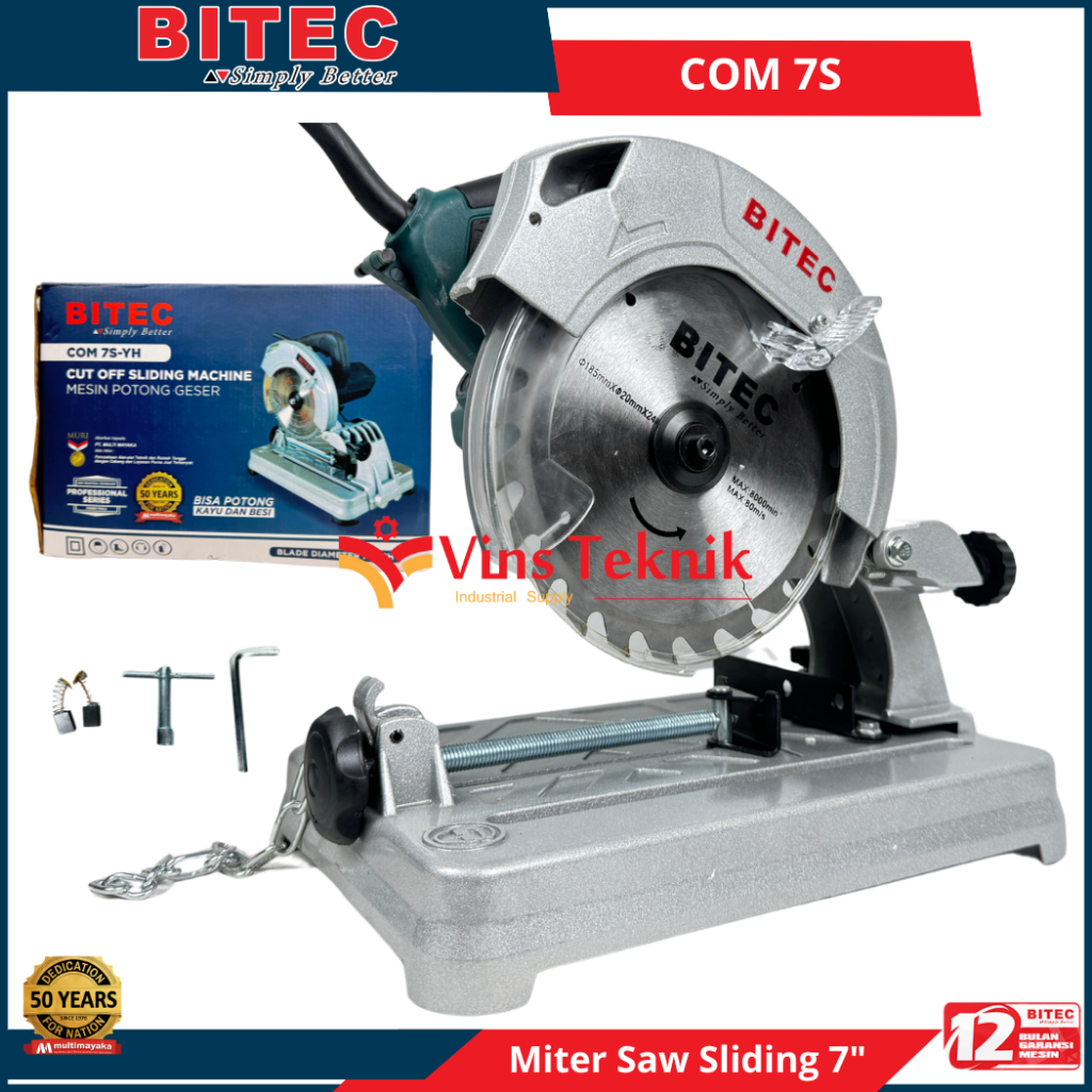 Jual Mesin Potong Besi Kayu Miter Saw Sliding 7" Cut Off COM7S BITEC ...