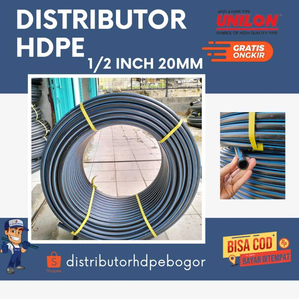 Jual PIPA HDPE 1/2 INCH UNILON PN12,5 1 ROLL 100 METER | Shopee Indonesia