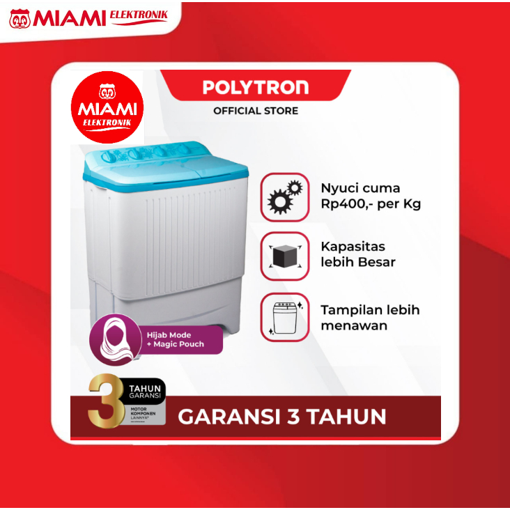 Jual POLYTRON PWM 8073 / PWM8073 Mesin Cuci 2 Tabung Giant Series 8 KG ...