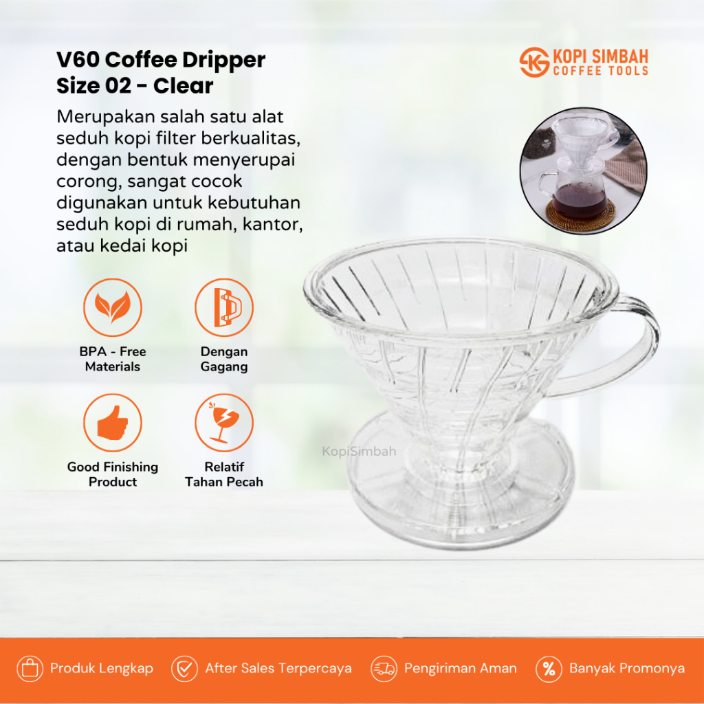 Jual Coffee Dripper V60 Clear Size 02 Driper Bening Alat Seduh Pembuat Kopi V 60 Pour Over ...