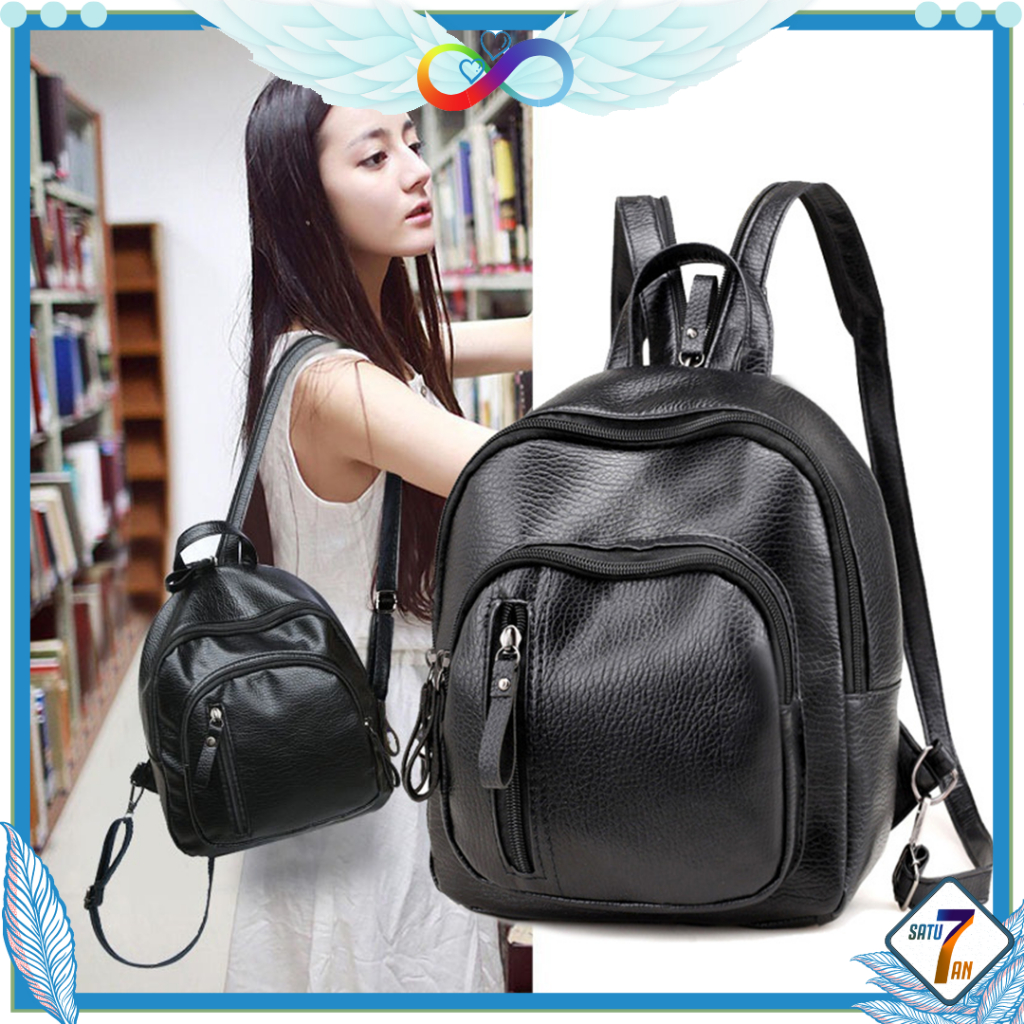 Jual Tas Ransel Mini Wanita Hitam Polos Fashion Import Casual BackPack ...