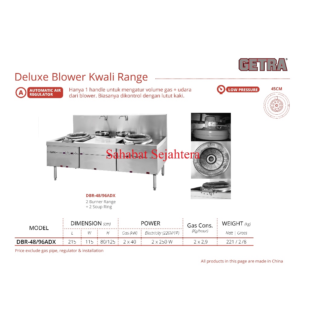 Jual GETRA Deluxe Blower Kwali Range DBR-48/96ADX Kompor Blower 2 ...
