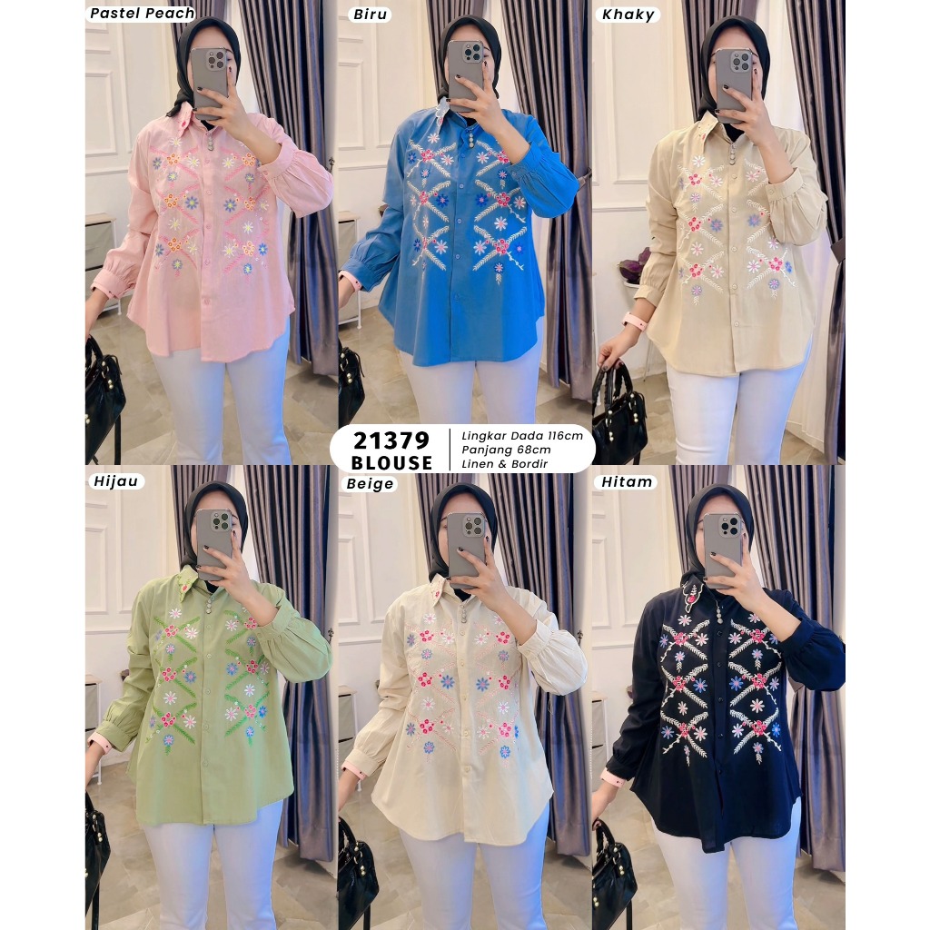 Jual EXTU HERITAGE - Amira Blouse Polos & Salur Kombinasi Bordir Bunga ...