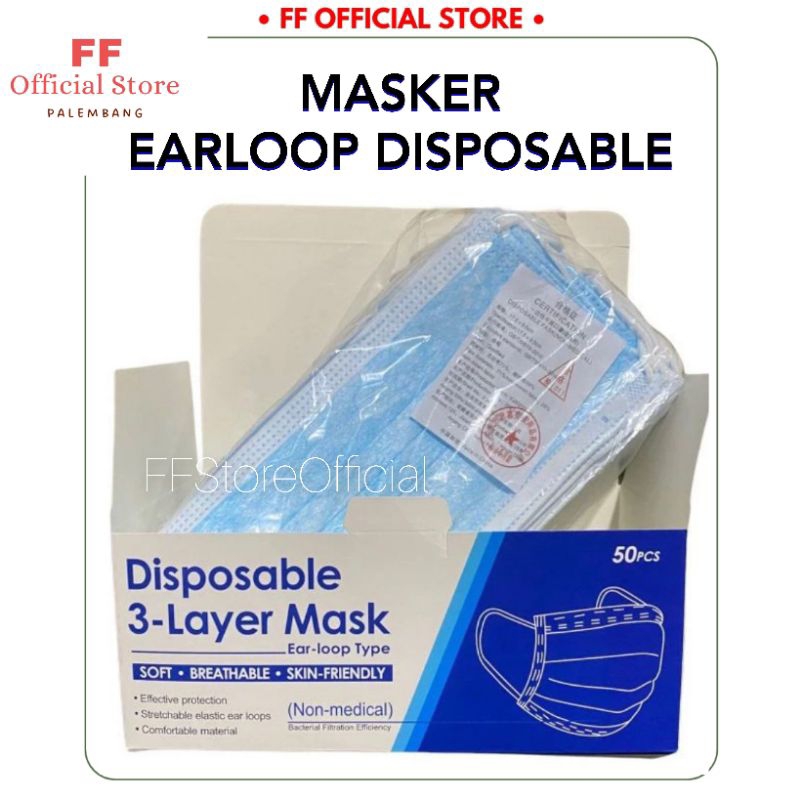 Jual Masker Earloop Disposable (BIRU) | Shopee Indonesia